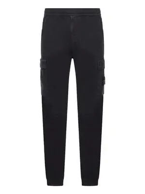 Stone Island Regular Fit Tapered Cargo Pants With Drawstring Waist - Black