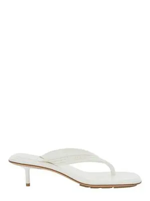 Bottega Veneta Sampieri' White Sandals With Thong Design And Kitten Heel In Rubber For - Multicolor