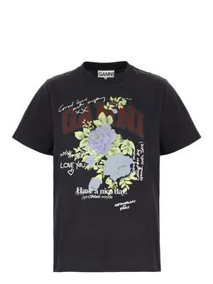 GANNI Floral Graphic T-shirt - Multicolor