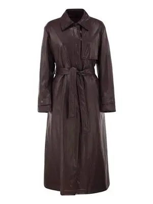 HERNO HERNO Long Belted Leather-Effect Coat