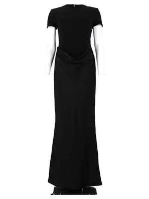 ROTATE BY BIRGER CHRISTENSEN Short Sleeve Draped Maxi Dress - Black