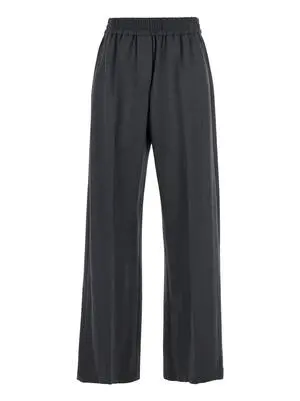 Brunello Cucinelli Elasticized Waist Stretch Wool Blend Trousers - Multicolor