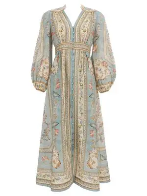 Zimmermann Roselight Plunge Midi Dress - Multicolor