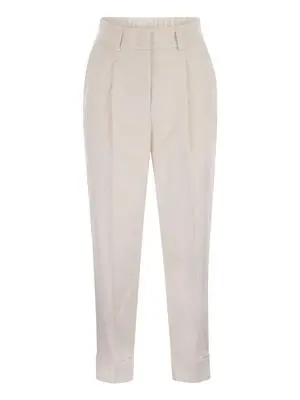 Peserico 500-stripe Velvet Trousers - Cream