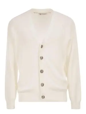 Brunello Cucinelli English Rib Cotton Cardigan - White