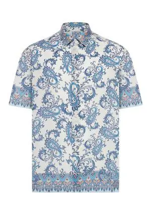 Etro Oversized Cotton Muslin Shirt With Floral Paisley Pattern - Multicolor