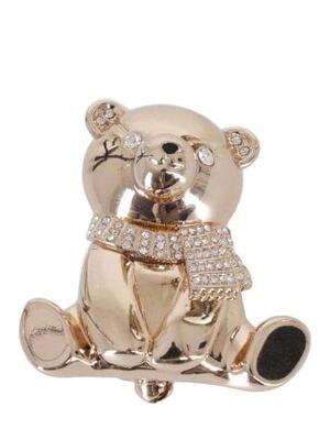 Max Mara Teddy Scarf Brooch In Brass With Rhinestones - Silver