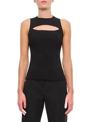 Alexander McQueen Slashed Knit Sleeveless Top - Multicolor