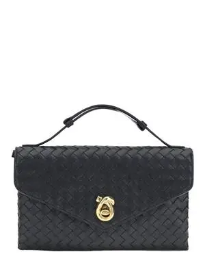 Bottega Veneta Knot Lock Woven Leather Bag - Blue