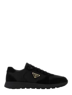 Prada Re-nylon And Suede Sneakers - Black