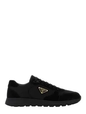 Prada Re-nylon And Suede Sneakers - Black
