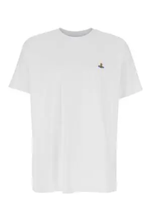 VIVIENNE WESTWOOD Crew Neck T-shirt With Orb Logo Detail On The Front In White Cotton For - Multicolor
