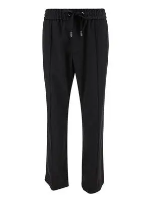 Dolce & Gabbana Black Sweatpants With Drawstring In Wool Blend - Multicolor