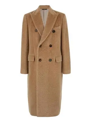 Dolce & Gabbana Beige Double-breasted Coat With Peak Revers In Wool Blend - Multicolor