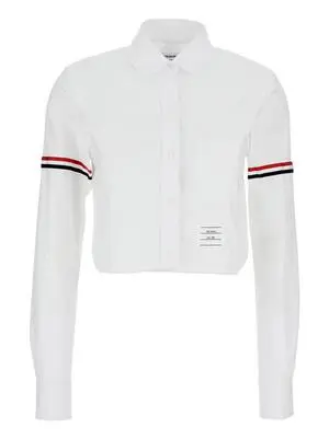 Thom Browne THOM BROWNE Classic Cropped Round Collar Shirt Multicolor