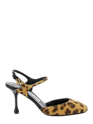 JIMMY CHOO Pixie' Brown Pumps With High Sculpted Heel And All-over Leopard Print In Tech Fabric - Multicolor