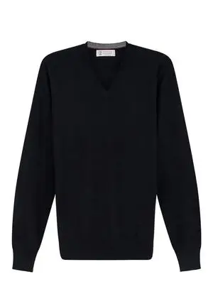 Brunello Cucinelli Cashmere V-neck Sweater - Black
