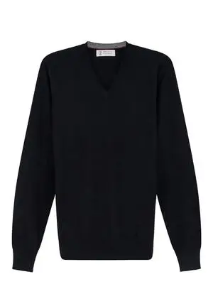 Brunello Cucinelli Cashmere V-neck Sweater - Black