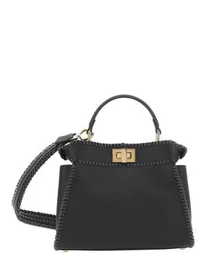 Fendi Leather Mini Peekaboo Handbag - Black
