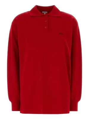Loewe Red Stretch Cashmere Blend Polo Shirt - White