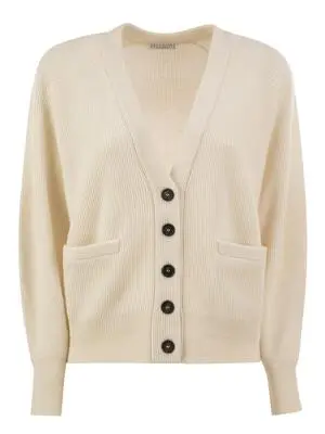 Brunello Cucinelli Ribbed Cashmere Cardigan - Cream