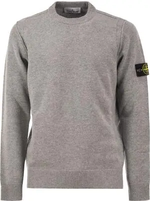 Stone Island Stone Island Men Crew-Neck Jumper With Reverse Stitch Details Gray