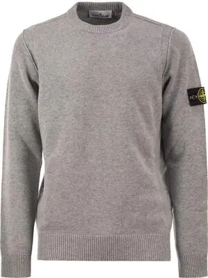 Stone Island Crew-neck Jumper With Reverse Stitch Details - Gray