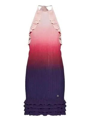 Casablanca Ruffled High-neck Mini Dress - Multicolor