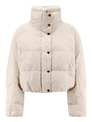 Brunello Cucinelli Down Jacket With Shearling Collar - Multicolor