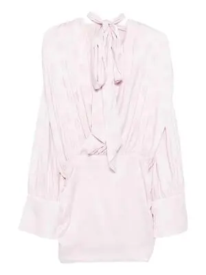ROTATE BY BIRGER CHRISTENSEN Floral Jacquard Long Sleeve Dress - Pink