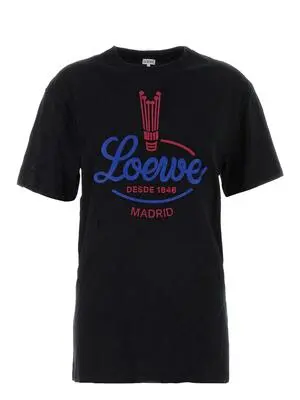 Loewe Graphic Print Short Sleeve Jersey T-shirt - Black