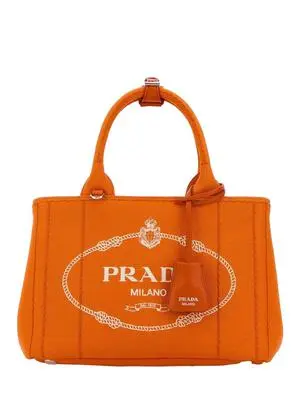 Prada Printed Logo Canvas Jardinière Handbag - Orange