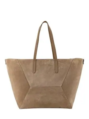 Brunello Cucinelli Bc Duo Suede Shoulder Bag With Engraved Logo - Multicolor