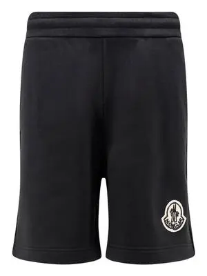 Moncler Cotton Bermuda Shorts With Front Logo Patch - Multicolor