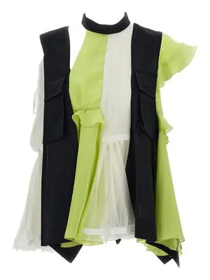 Sacai Paneled Camisole Blouse - Multicolor