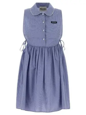 Miu Miu Embroidered Cotton Mini Dress - Multicolor