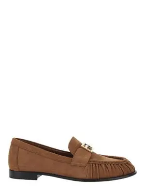 Fendi Leather Loafers With Ff Plate - Brown