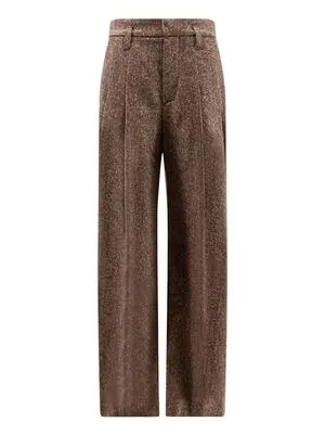 Brunello Cucinelli Melange Wool Blend Trousers - Brown