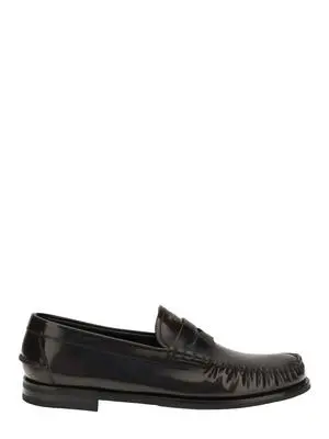 Prada Calf Leather Loafers - Orange