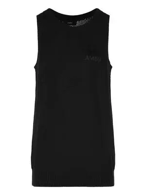 Amiri Knit Mesh' Cotton Tank Top - Black