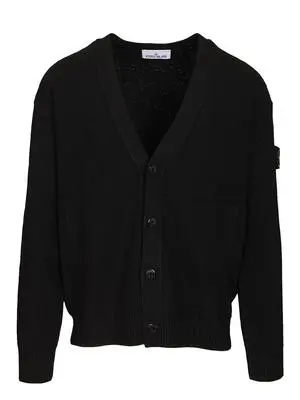 Stone Island V-neck Cardigan - Black