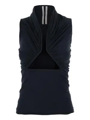 Rick Owens Rick Owens Women Black Top With Ruffled Design And Front Slit In Fabric Woman Multicolor