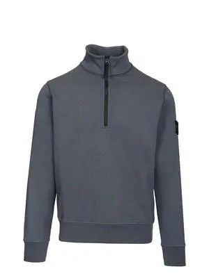 Stone Island Organic Cotton Half Zip Sweatshirt - Blue