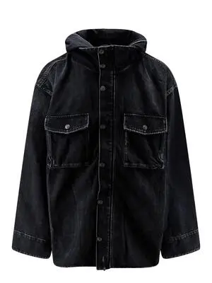 Balenciaga Hooded Denim Jacket - Black