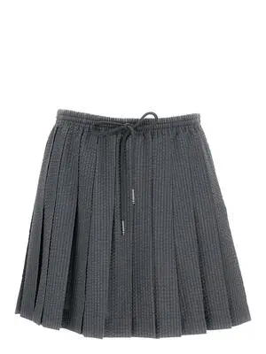 Thom Browne THOM BROWNE Wool Seersucker Pleated Skirt Multicolor