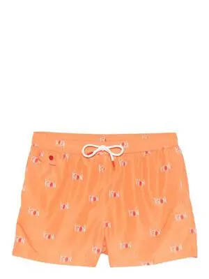 Kiton Swim Trunks With Drawstring And Logo - Multicolor