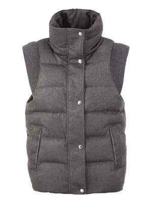 Peserico Padded High-neck Gilet With Lurex Knit Details - Multicolor