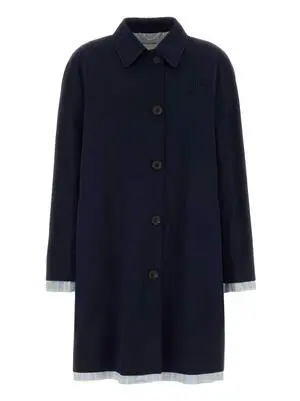 Miu Miu Dark Poplin Trench Overcoat - Blue