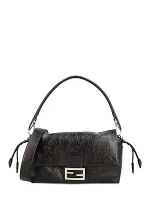 Fendi Calfskin Medium Baguette Soft Tote Bag - Black