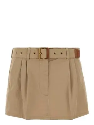 Miu Miu Gabardine Mini Skirt - Brown